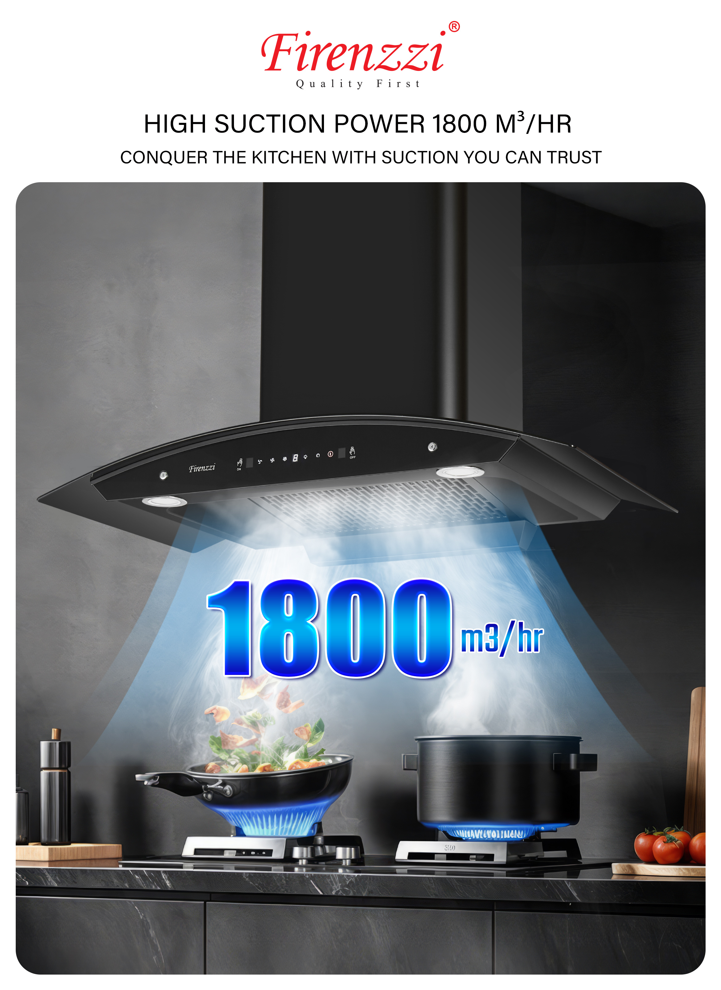 Firenzzi FCH-9018 XP Cooker Designer Hood Gesture Recognition Control ...