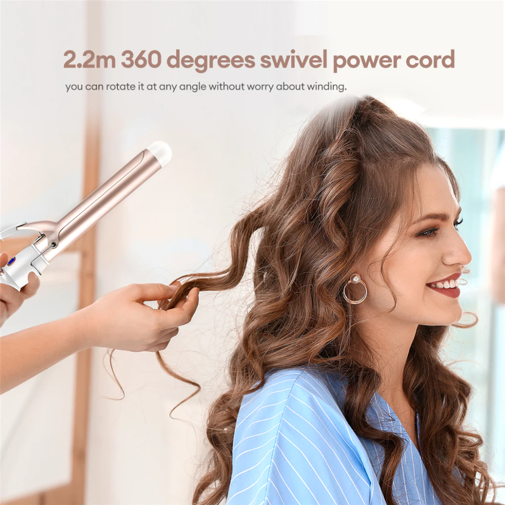38mm Professional Hair Curler, Ceramic Tourmaline Curl Wand Barrel ...