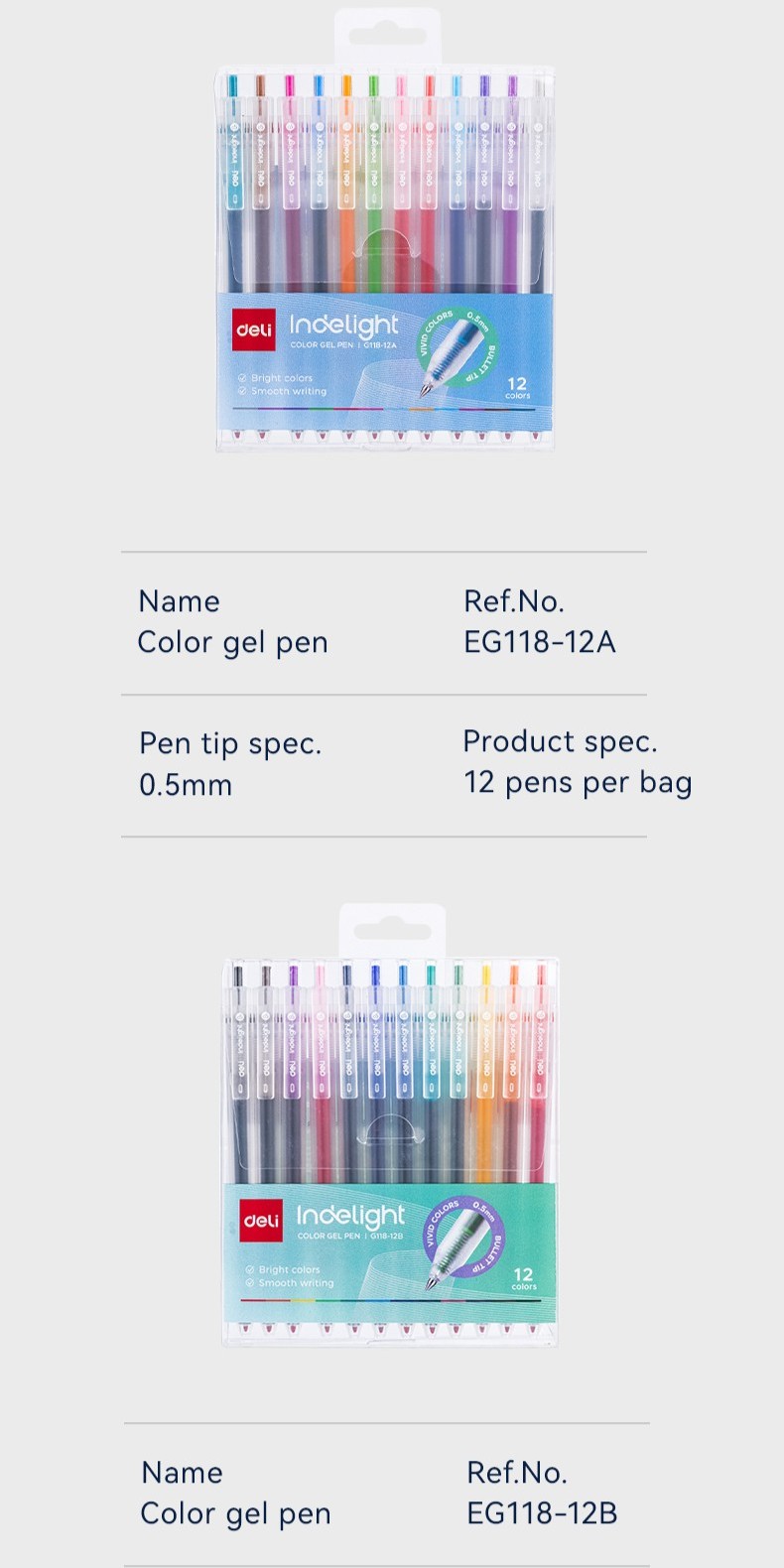 Deli Delight Gel Pen Multiple Colour Pens 0.5mm Smooth Writing Bright ...