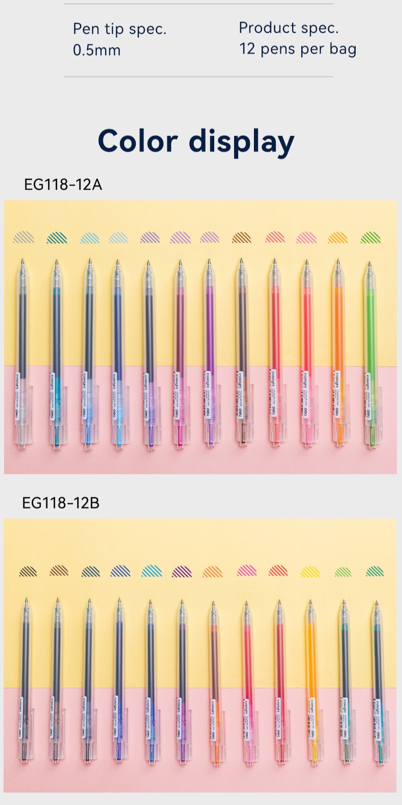 Deli Delight Gel Pen Multiple Colour Pens 0.5mm Smooth Writing Bright ...