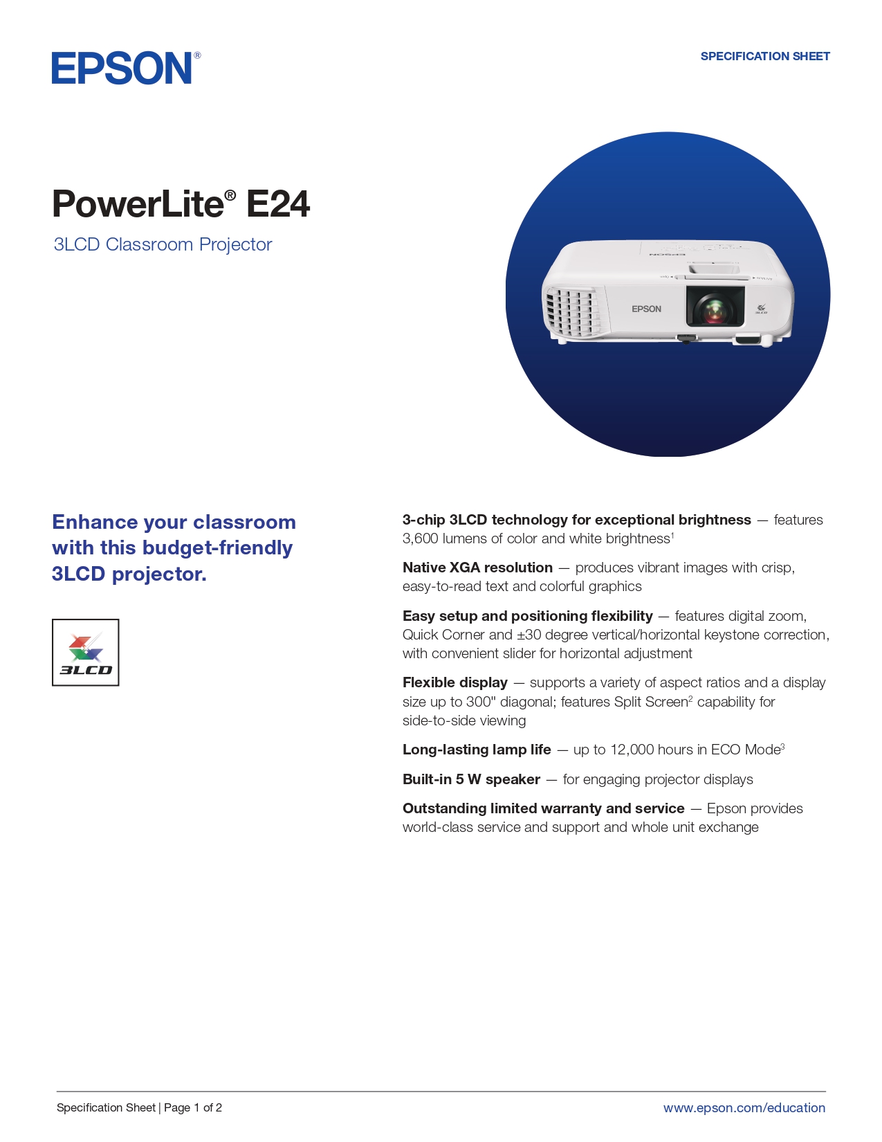 EPSON EB-E24 XGA 3600 LUMENS 3LCD PROJECTOR | Shopee Malaysia