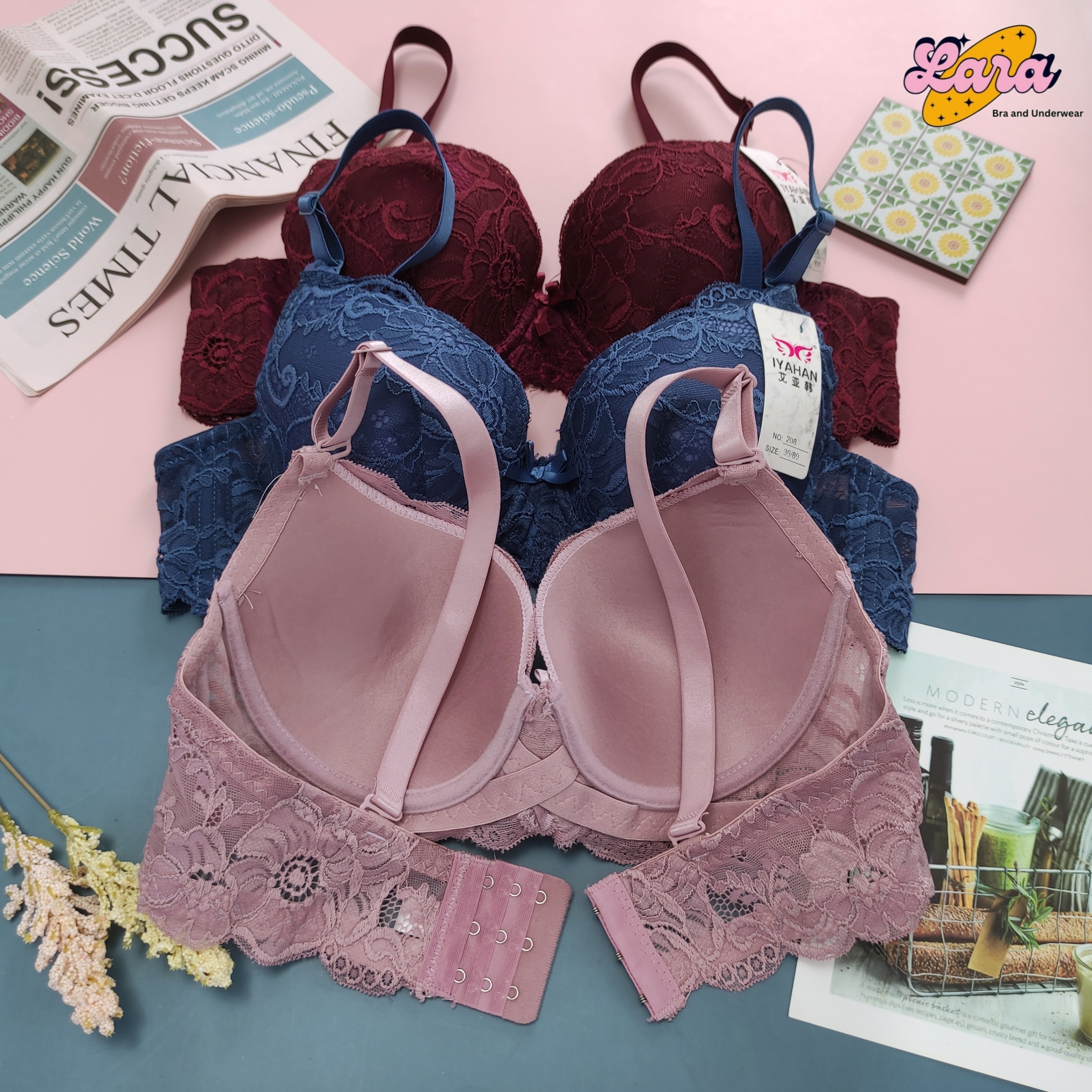 [Lara Lingerie] Bra Women Wired Lace Plus Size Baju Dalam Wanita ...