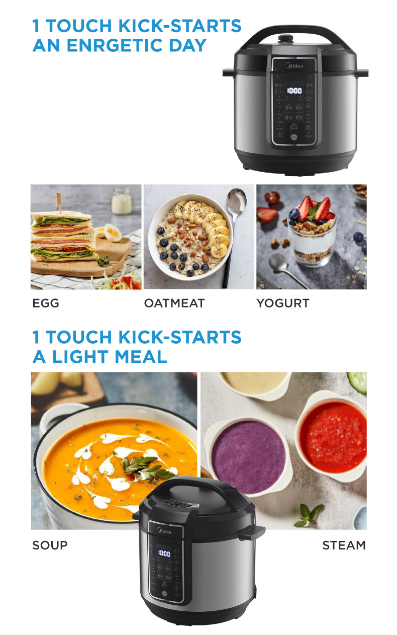 Midea MPC8002ABDS 7.6L LED Display Pressure Cooker With 12 Preset Menus ...