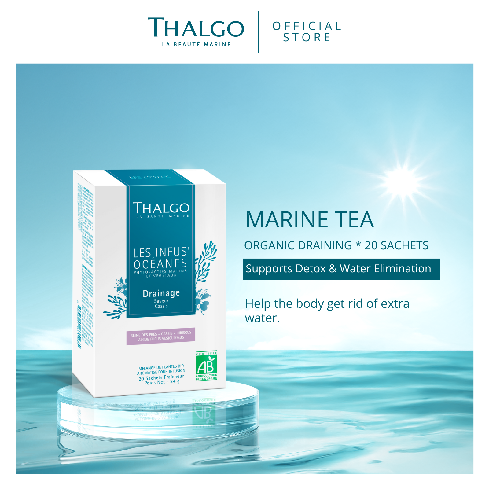 Thalgo Tea Les Infus Oceans Organic Draining 20 Sachets | Supports ...