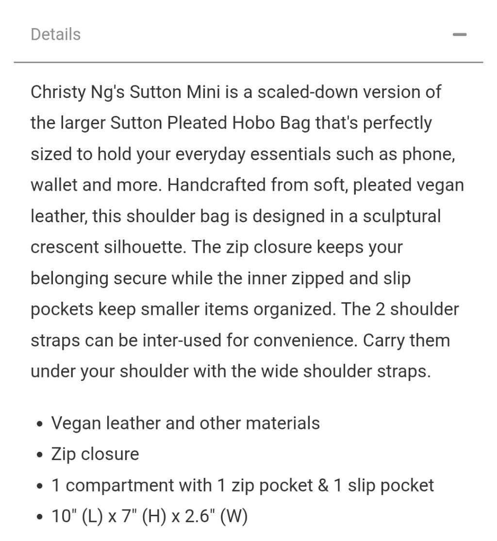 CHRISTY NG SUTTON MINI PLEATED HOBO BAG - LATTE BROWN (PRELOVED ...