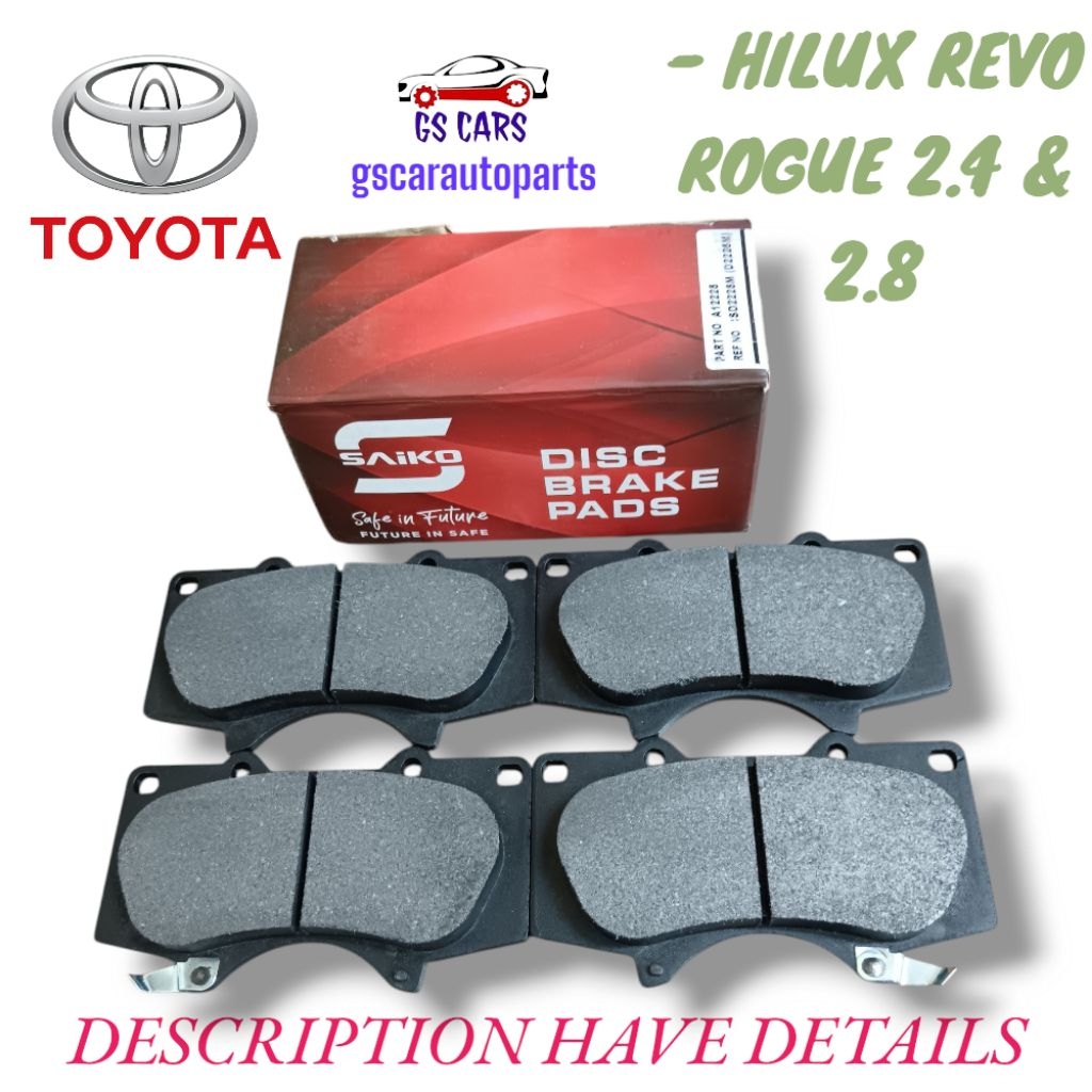 Toyota front disc brake pad hilux revo rogue 2.4 2.8 gun125 gun126 ...