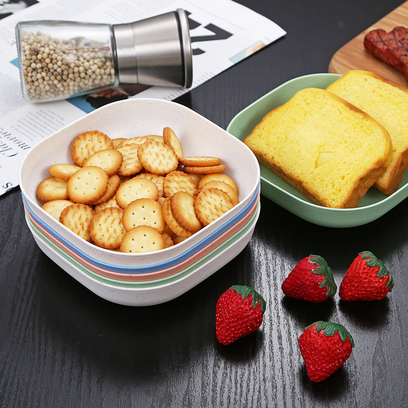 Wheat Straw Plates Square Tableware Bone Plates Lightweight Fruit Snack ...