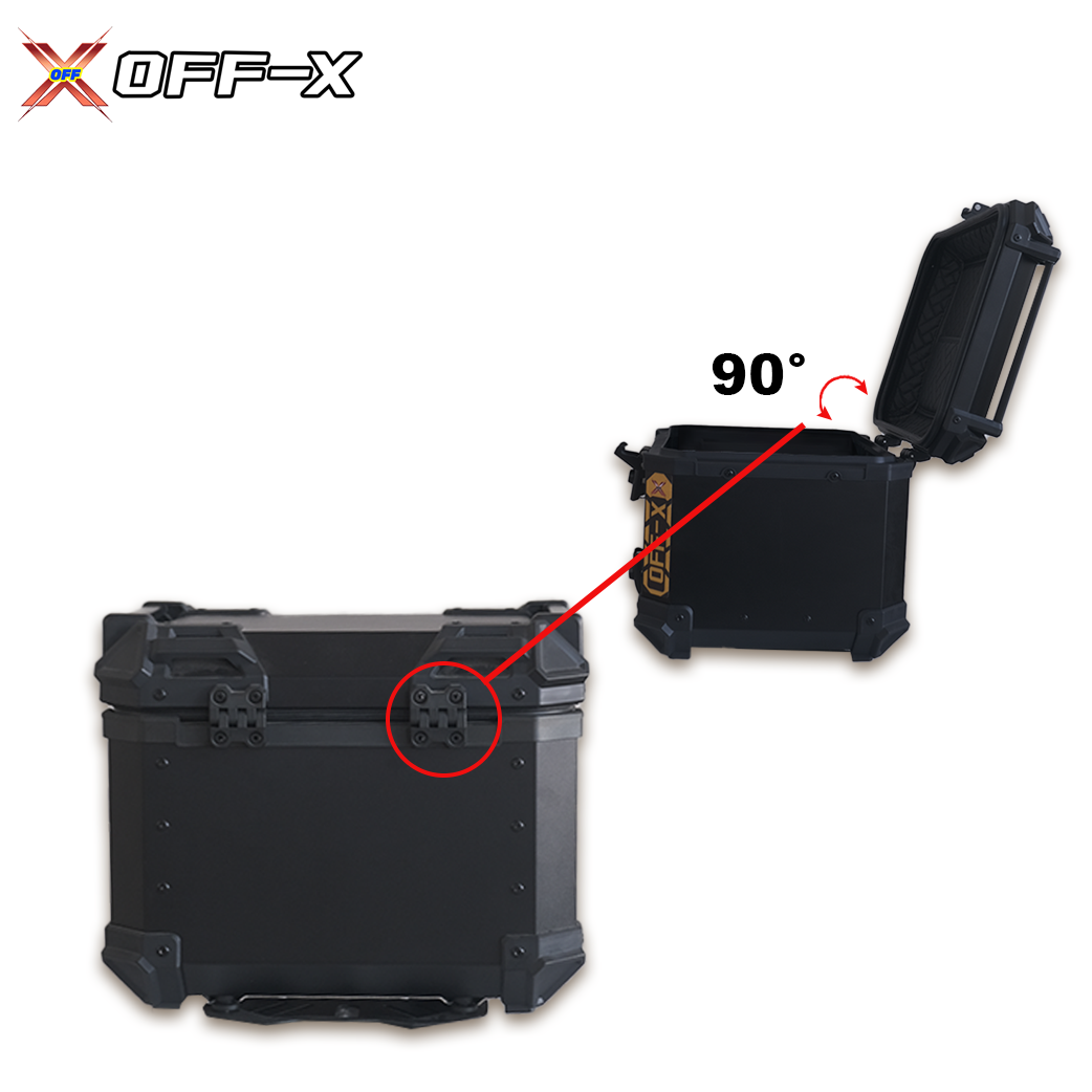 OFF-X Aluminium Motorcycle Top Box (28L/36L/45L/55L/65L) - Free Back ...