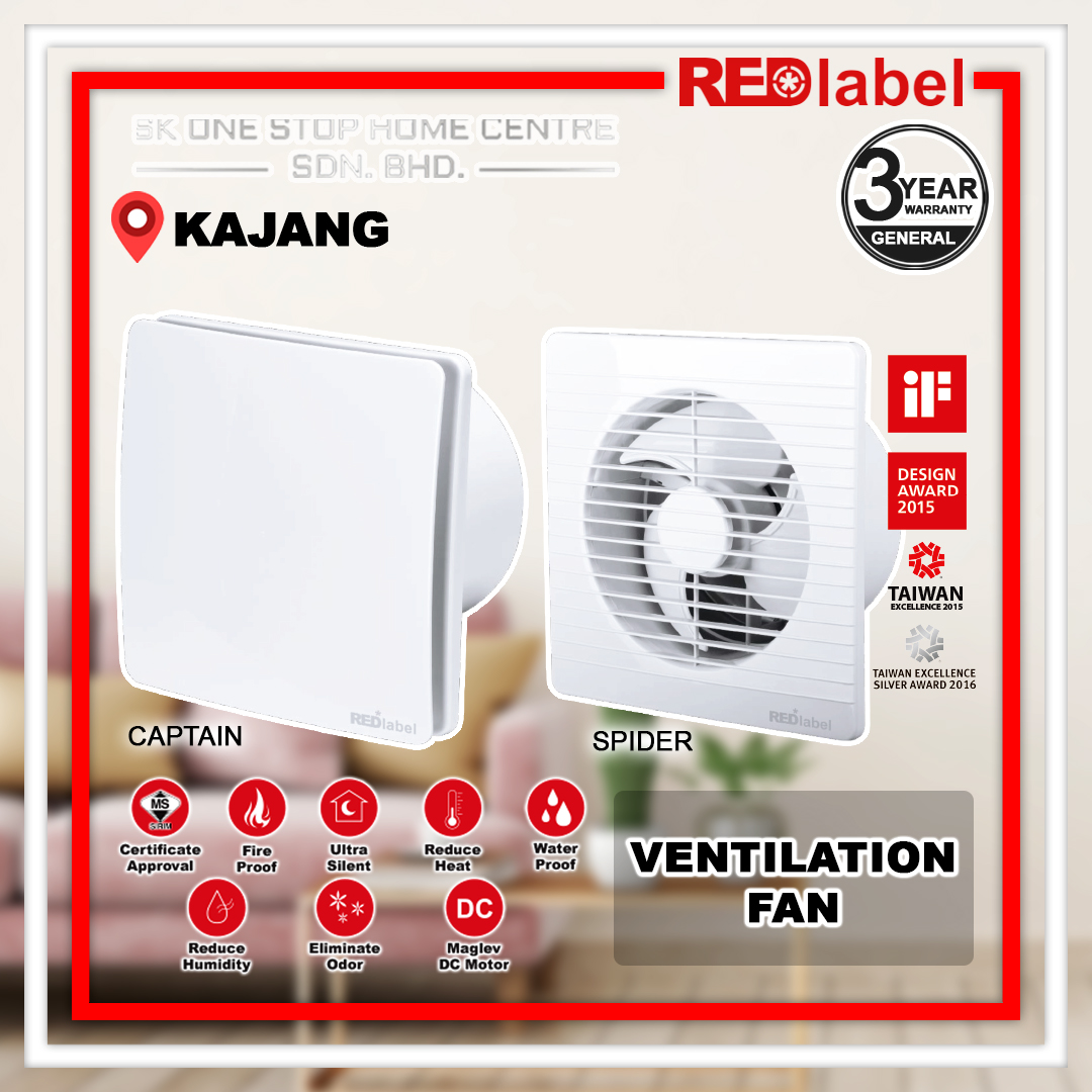 REDlabel Exhaust Fan (Spider / Captain) DC Motor | Ultra Silent | Glass ...