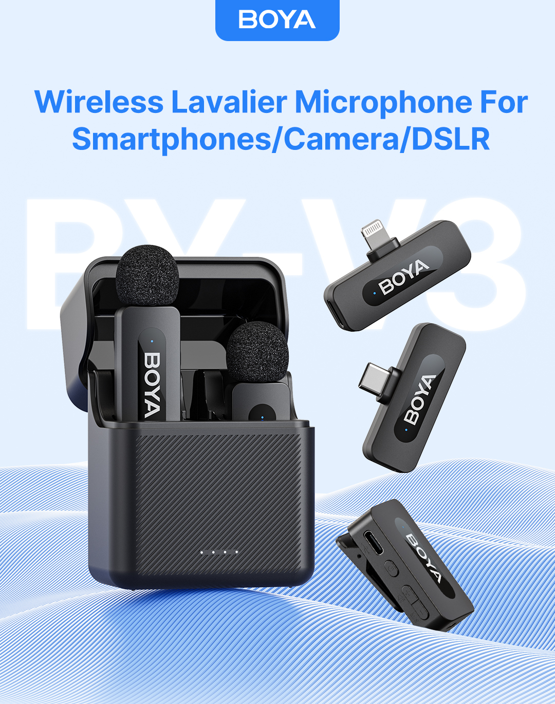 BOYA BY-V1/V2/V10/V20 2.4GHz Wireless Microphone Lavalier for Android/iP/Tablet/Laptop 麦克 ...