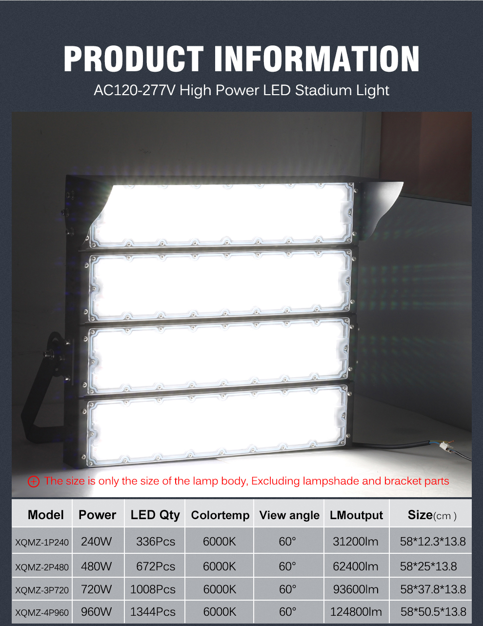 Super bright Flood Light 240W 480W 720W 960W 130LM/W LED Stadium Light Waterproof Outdoor Light ...