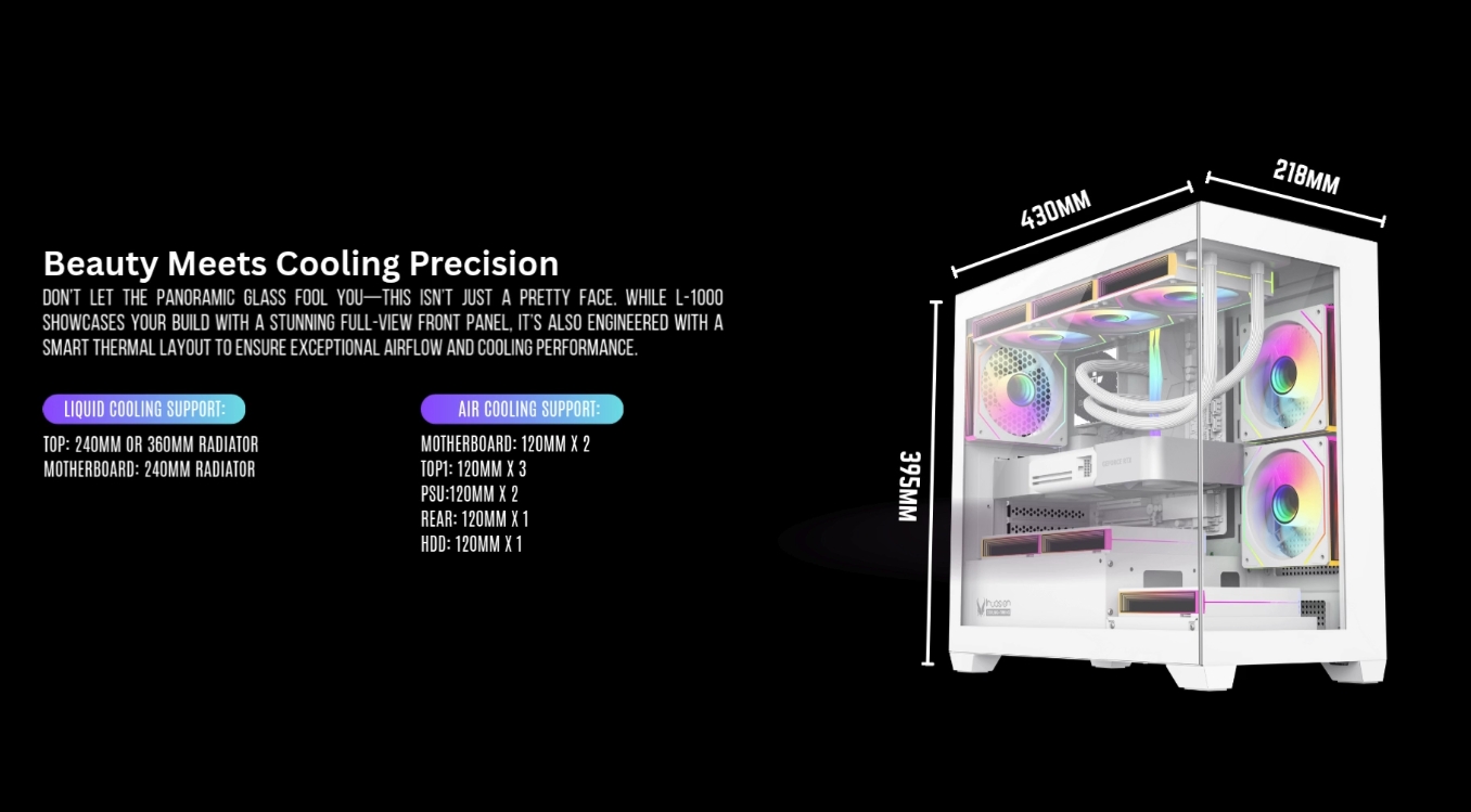 INVASION M-ATX L-1000 TG GAMING CASE WITH FULL TEMPERED GLASS PANELS ...
