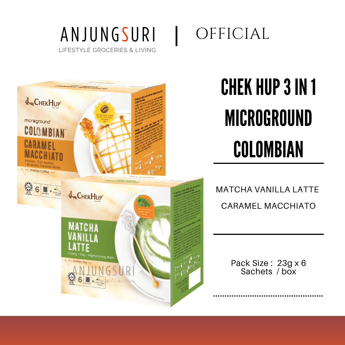 Chek Hup Microground Colobian Matcha Caramel Machiato Latte Brown Sugar ...