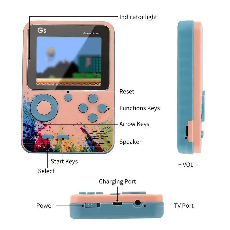 Mini Retro Game Console – 500-in-1 FC Handheld Gameboy-Style Gaming ...