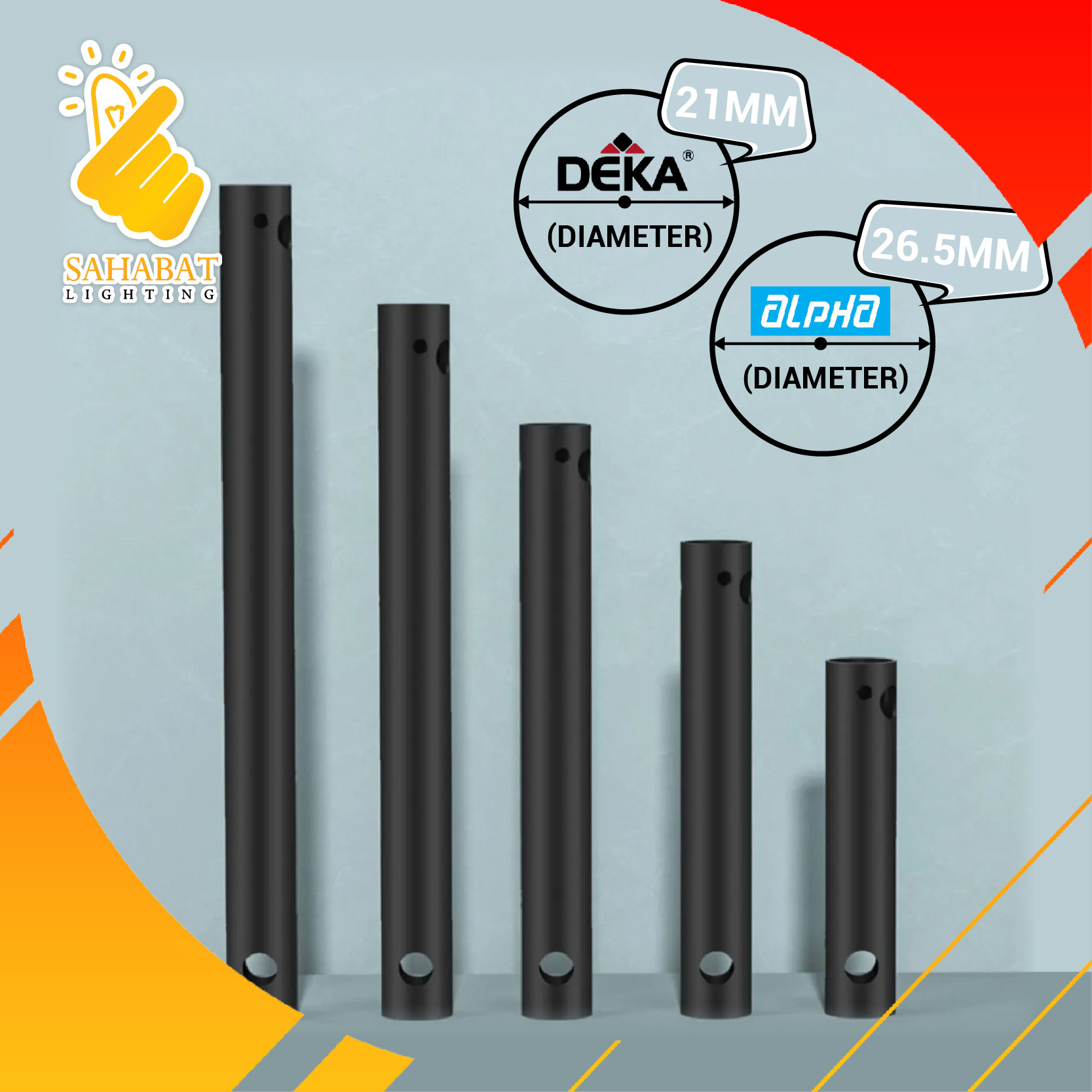 HITAM FAN ROD EXTENSION FAN DOWNROD BRACKET PANJANG UNTUK CEILING FAN ...