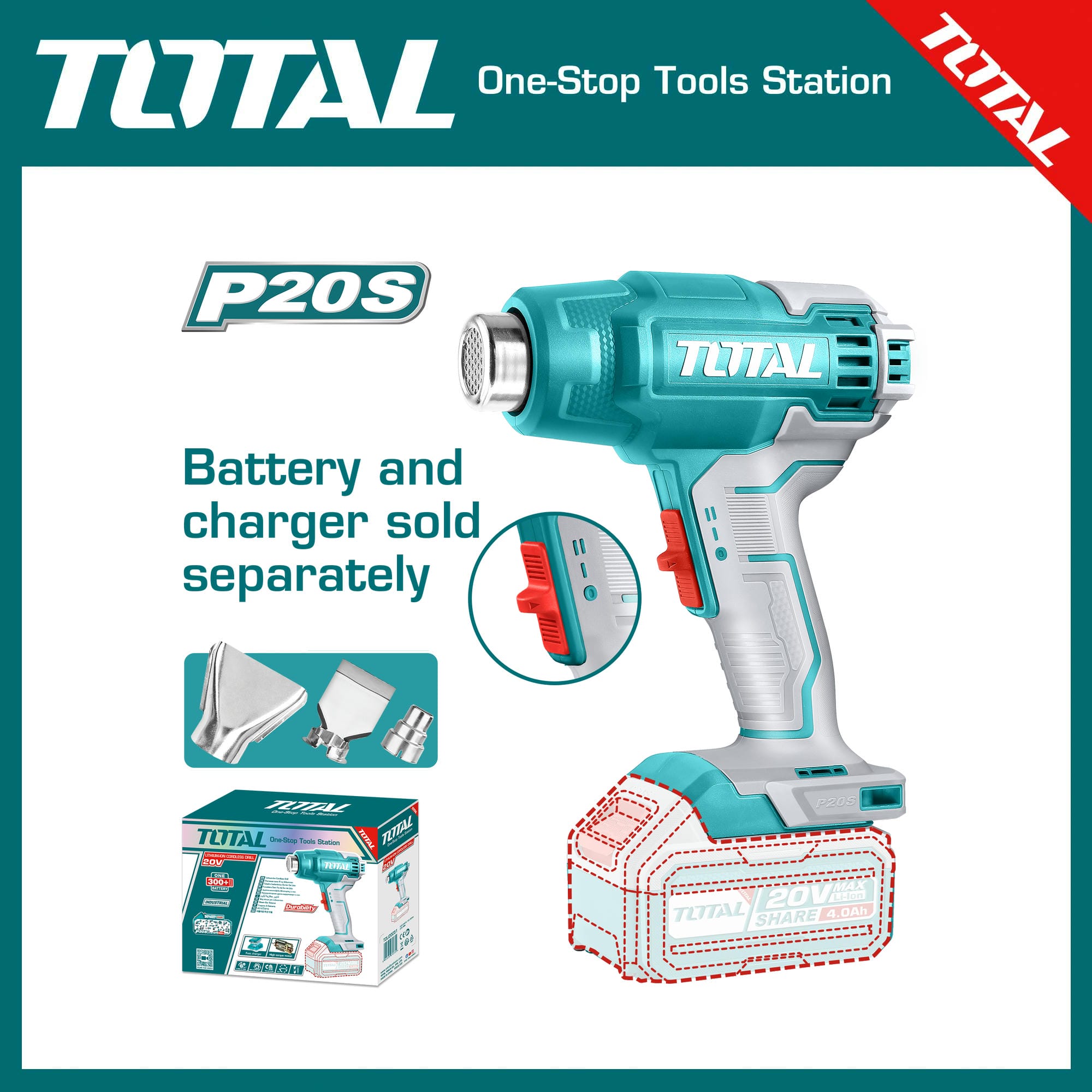 TOTAL Cordless heat gun 20V | Shopee Malaysia