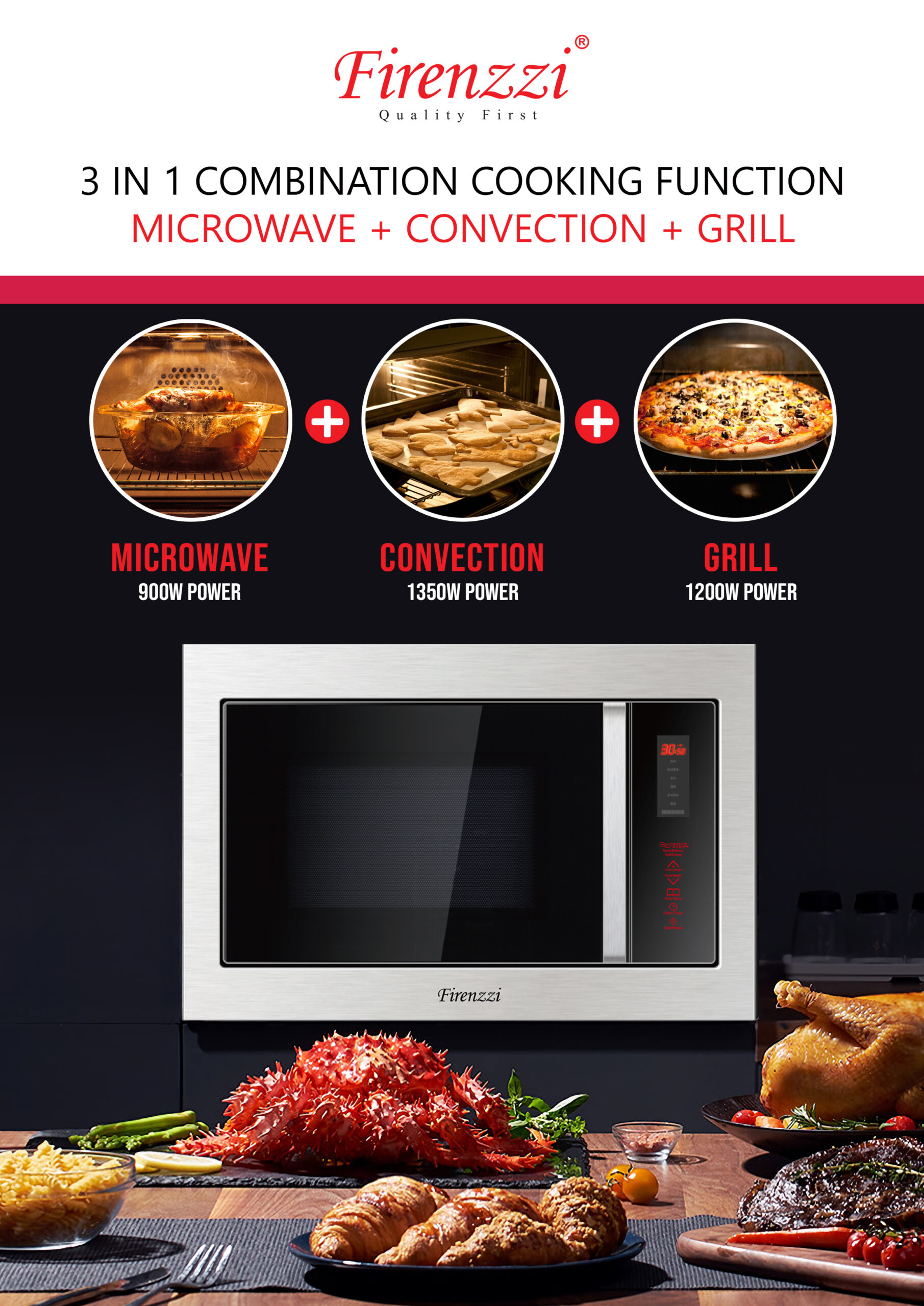 Firenzzi Sensor Touch Control Panel Combi Microwave + Grill ...