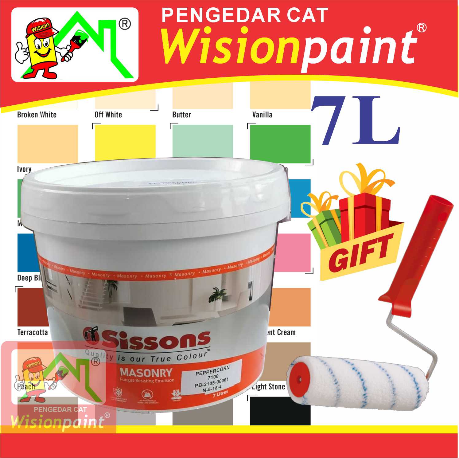7 Liter ( ZINXER Colour GO ) Interior Acrylic Emulsion Paint Wall ...