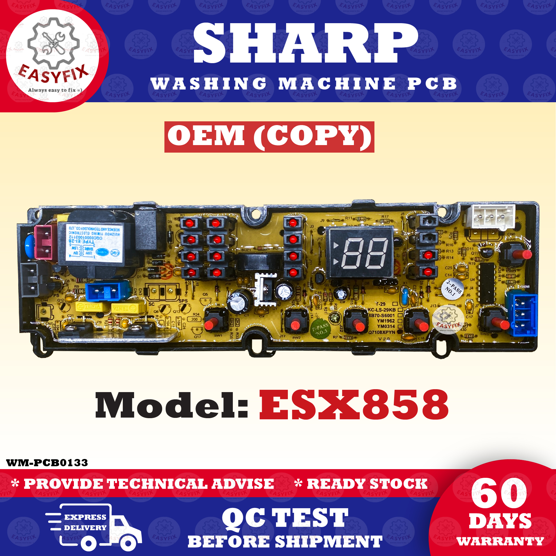 ESX858 COMPATIBLE WITH SHARP WASHING MACHINE PCB BOARD (CONTROL BOARD ...