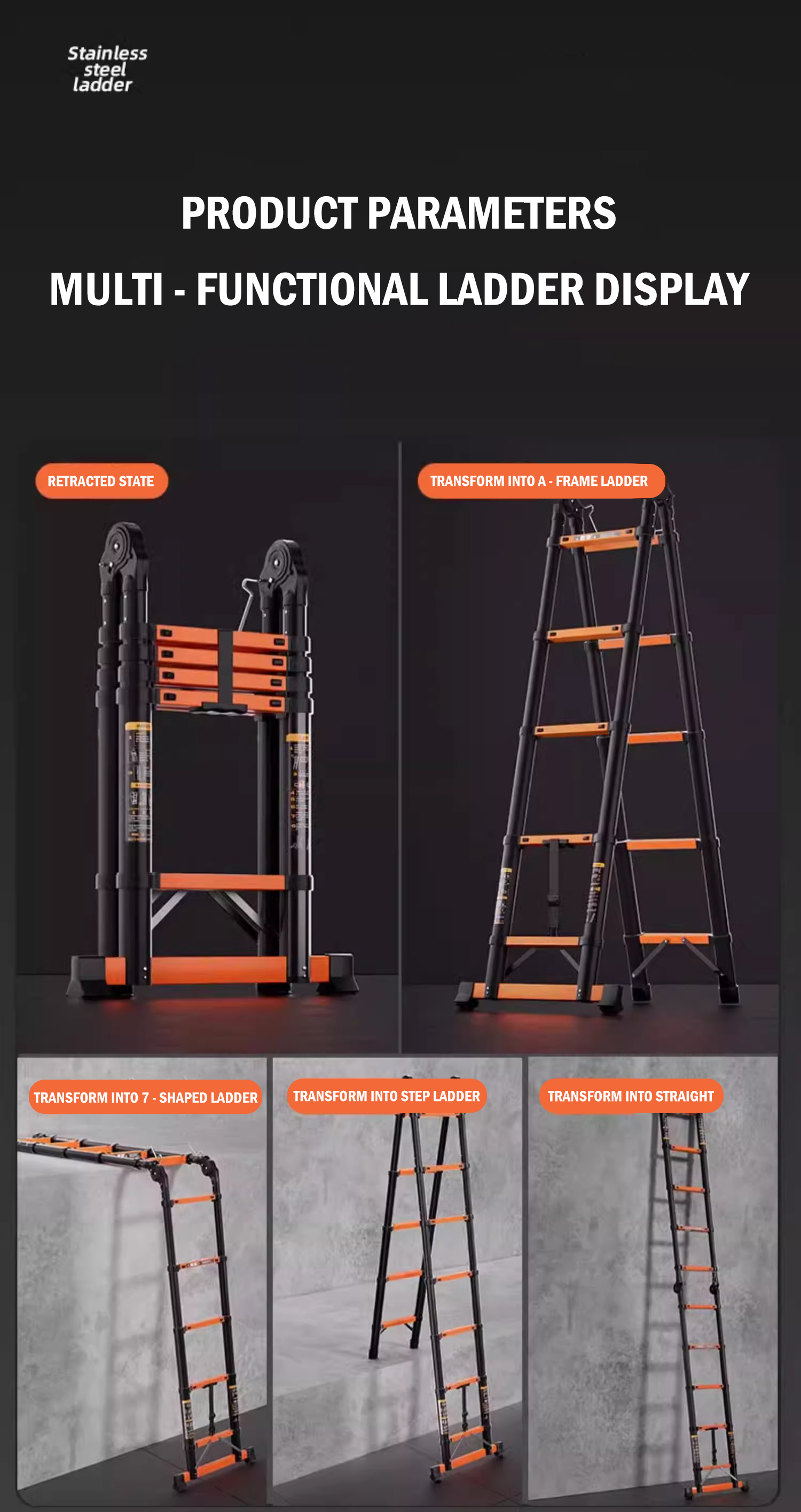 Telescopic Ladder Heavy Duty Tangga Lipat Ladder Foldable Aluminum Max ...