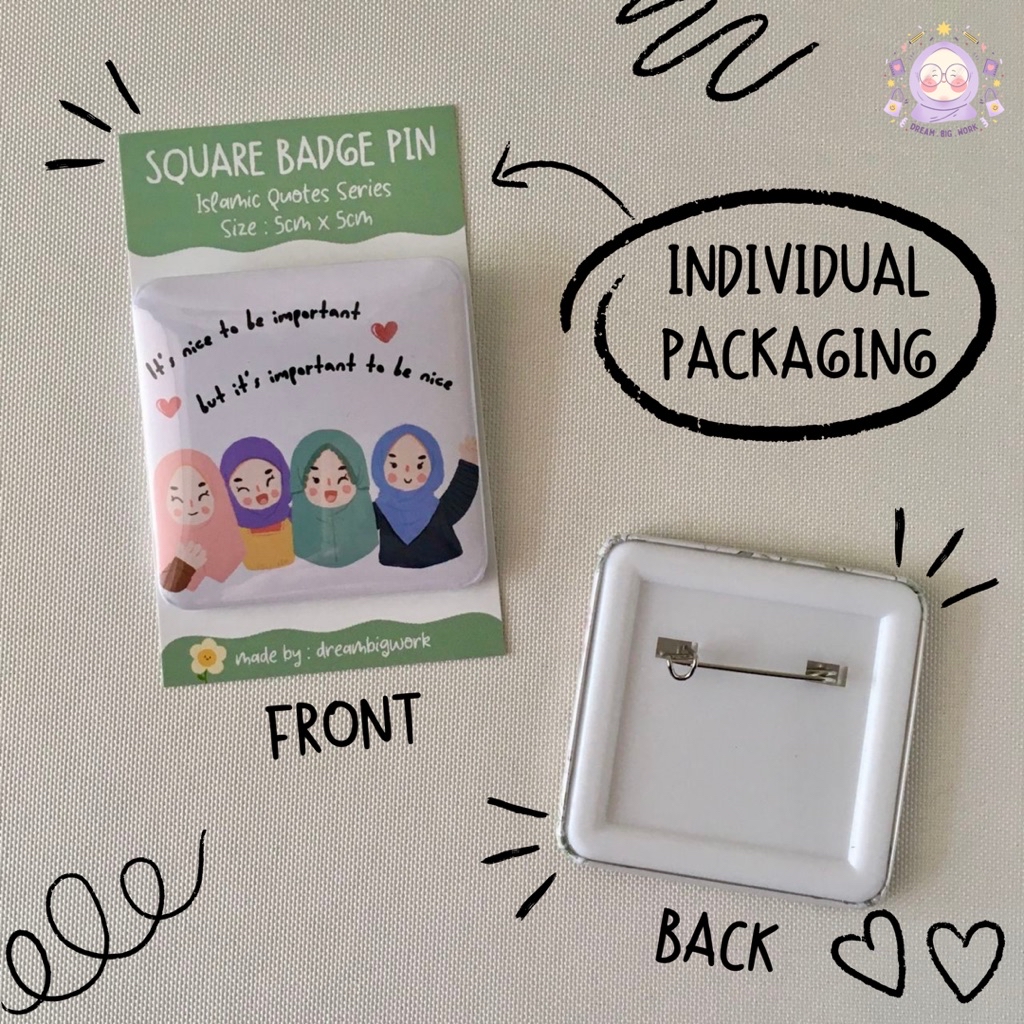 SQUARE BADGE PIN - ISLAMIC QUOTES SERIES | Shopee Malaysia
