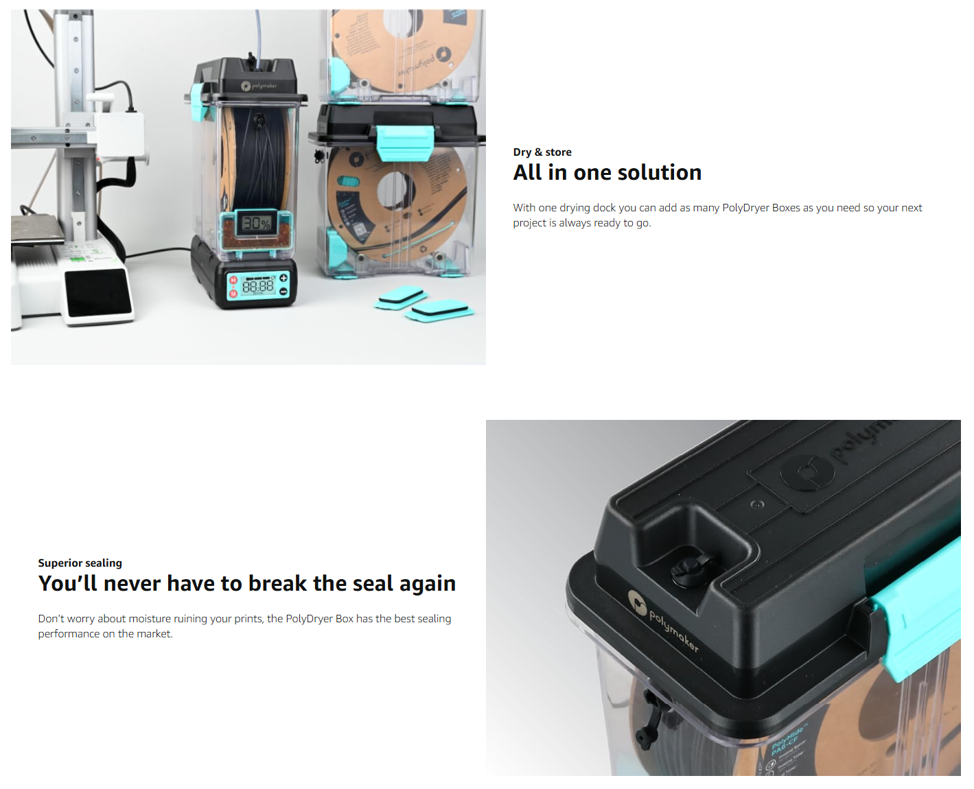 Polymaker 3D Printing Filament Dryer and Storage Box - PolyDryer for ...