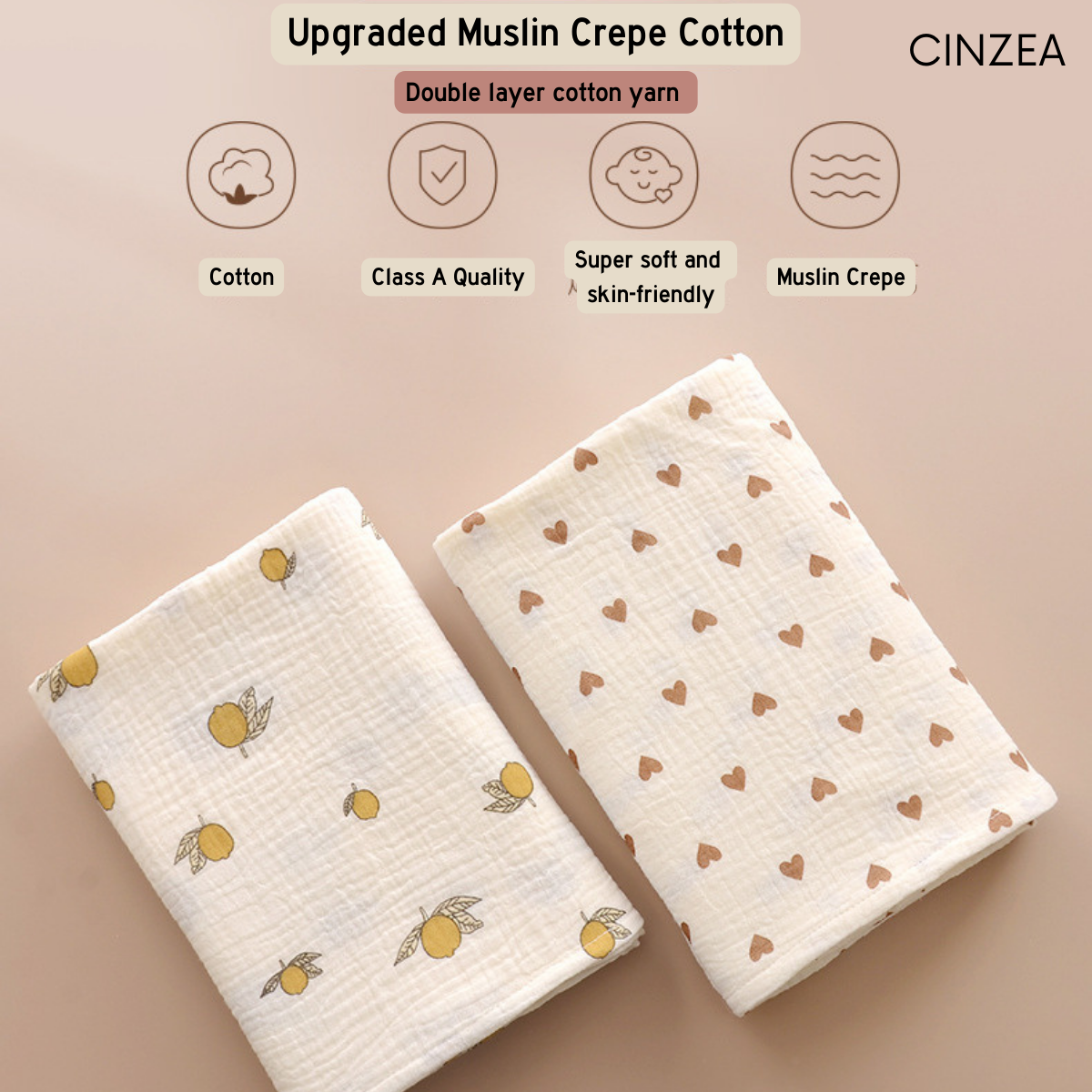 100x100cm Bedung Bayi Muslin Tuala Selimut Kain Kapas Muslin| Baby ...