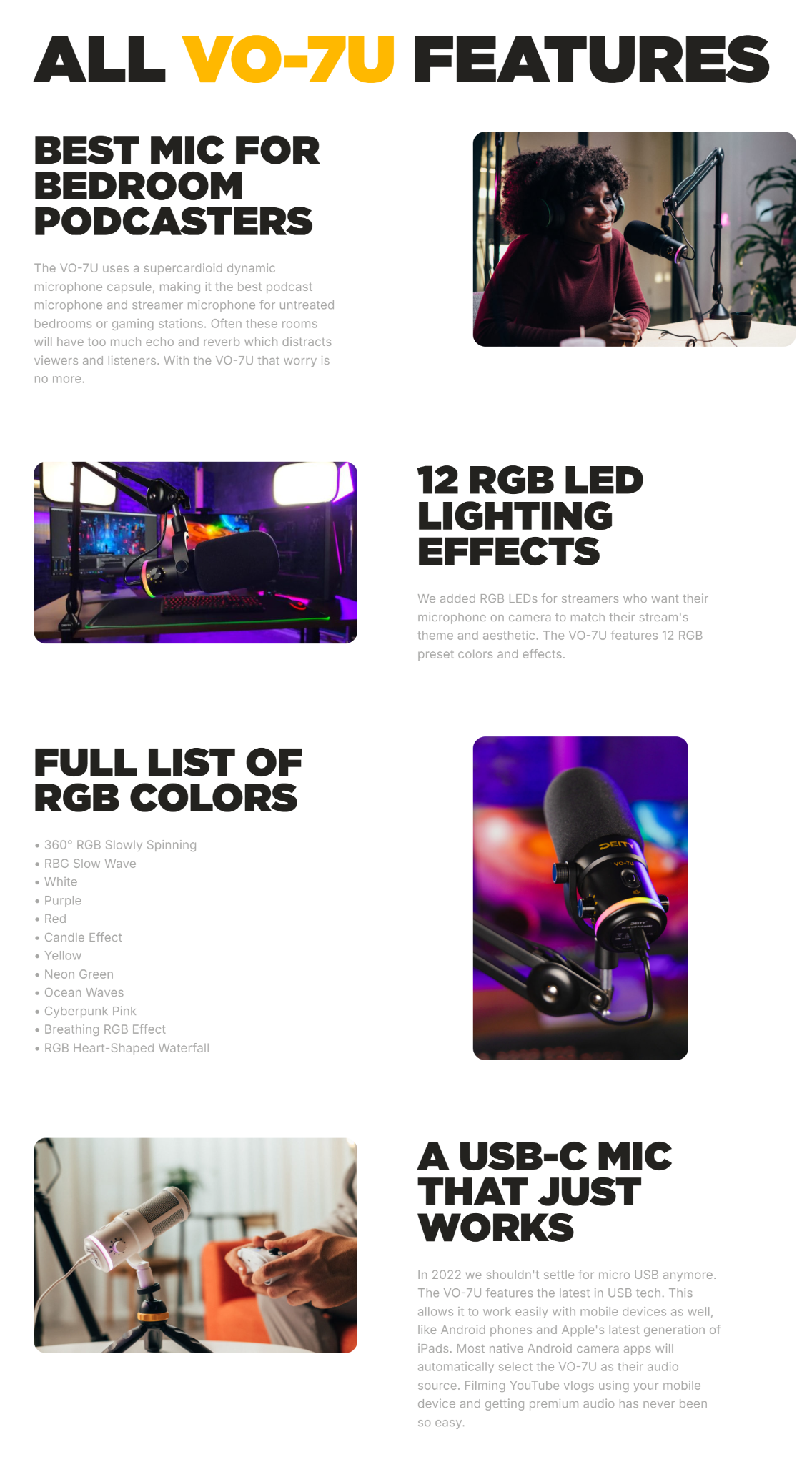 Deity Microphones VO-7U USB Streamer Dynamic Podcast Microphone with ...