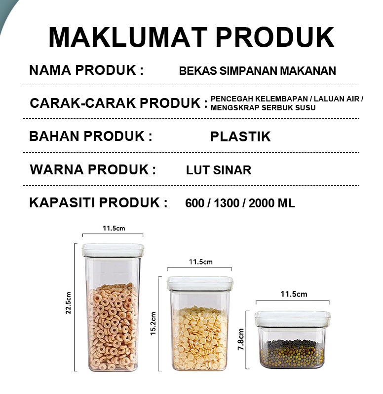 Airtight Container Food Storage Leak Proof Canister Stackable Container ...