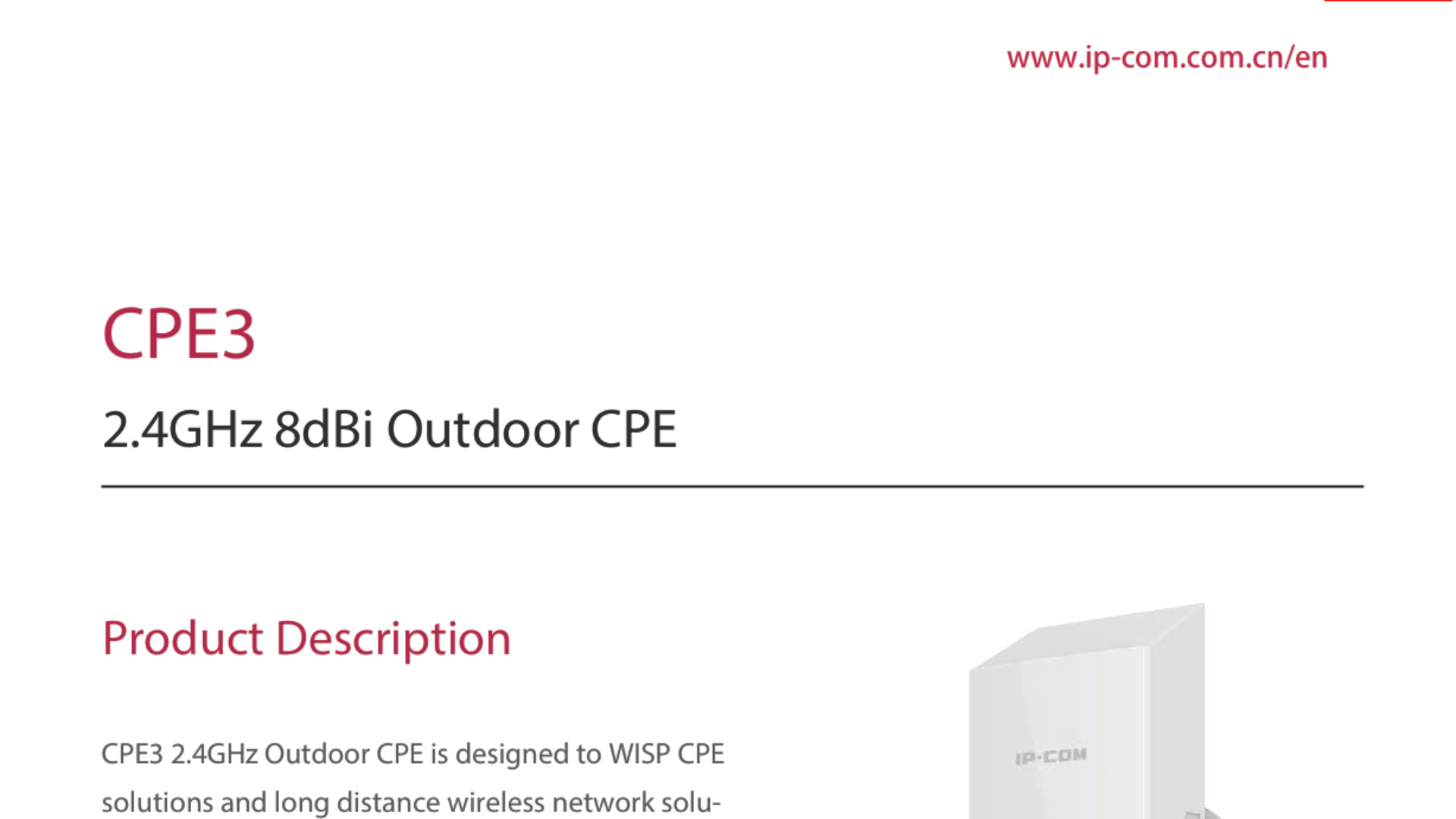 IP-COM Ipcom Wireless CPE AP 500m 500 Meter Outdoor Weatherproof 2.4GHz ...