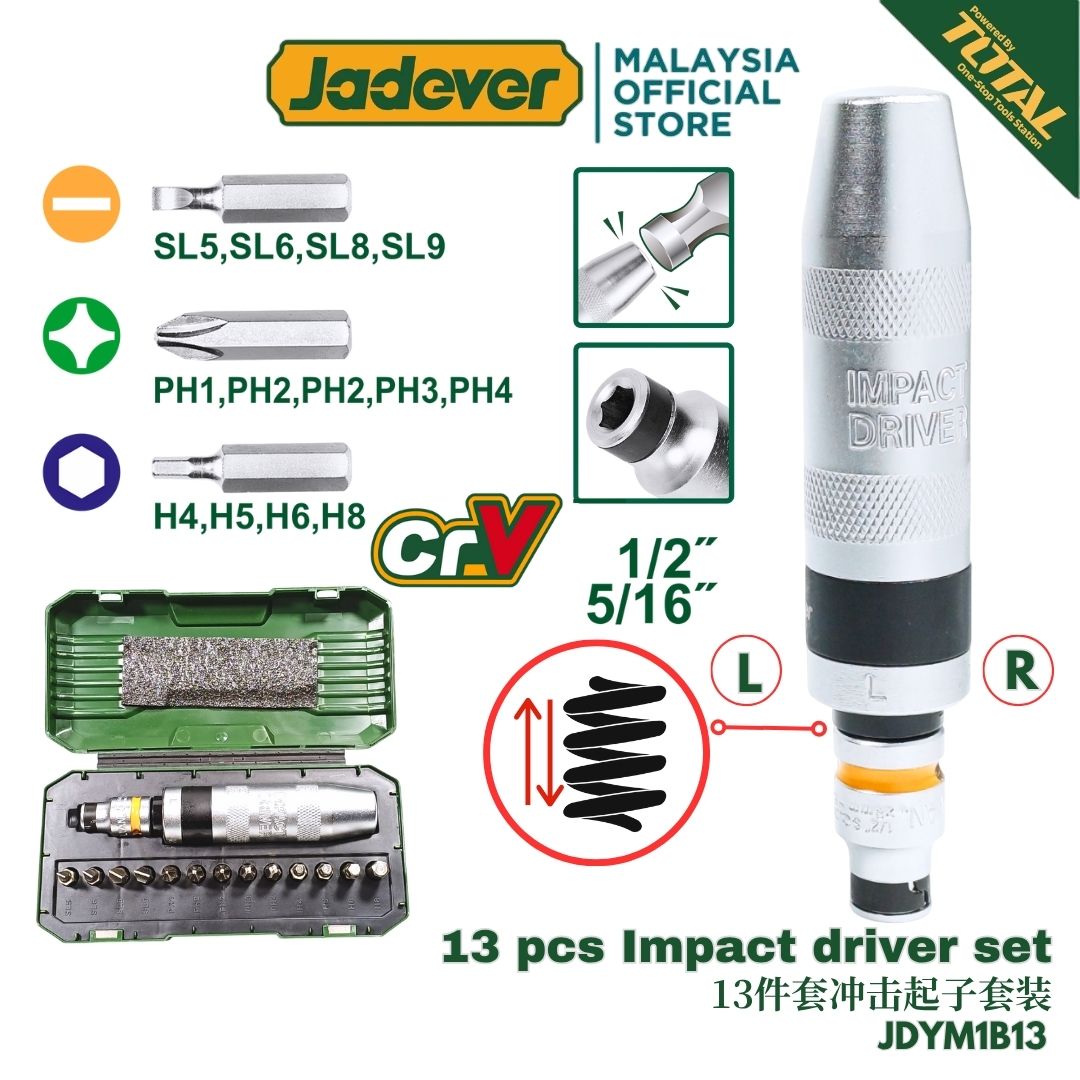 Jadever Tools Cr-V 13pcs Impact driver set / Impact screwdriver set 13 ...