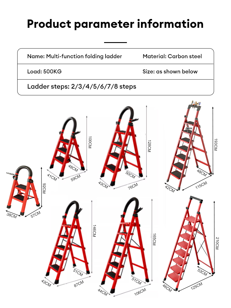Tangga Lipat Heavy Duty Ladder Foldable 2-8 Step Ladder Max Load 500KG ...