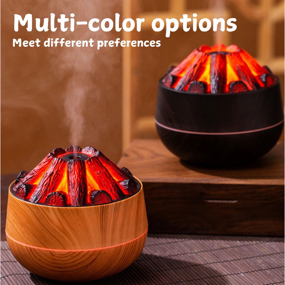 RGB Flame Aroma Diffuser Humidifier USB Desktop Simulation Light ...