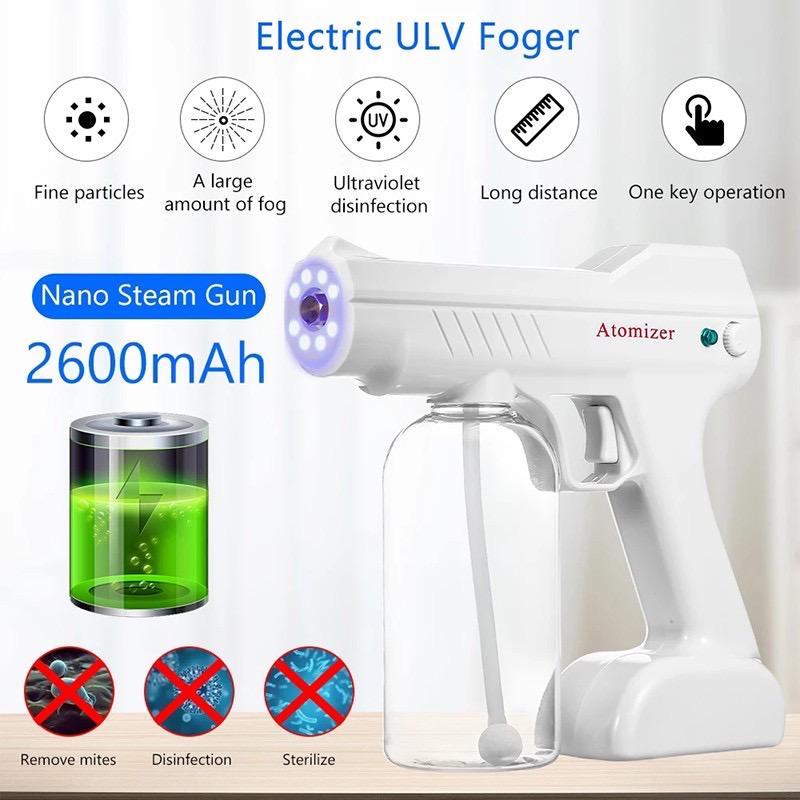 Wireless Nano Disinfectant Spray Gun – Handheld Fogging Machine with Blue Light Atomizer for ...