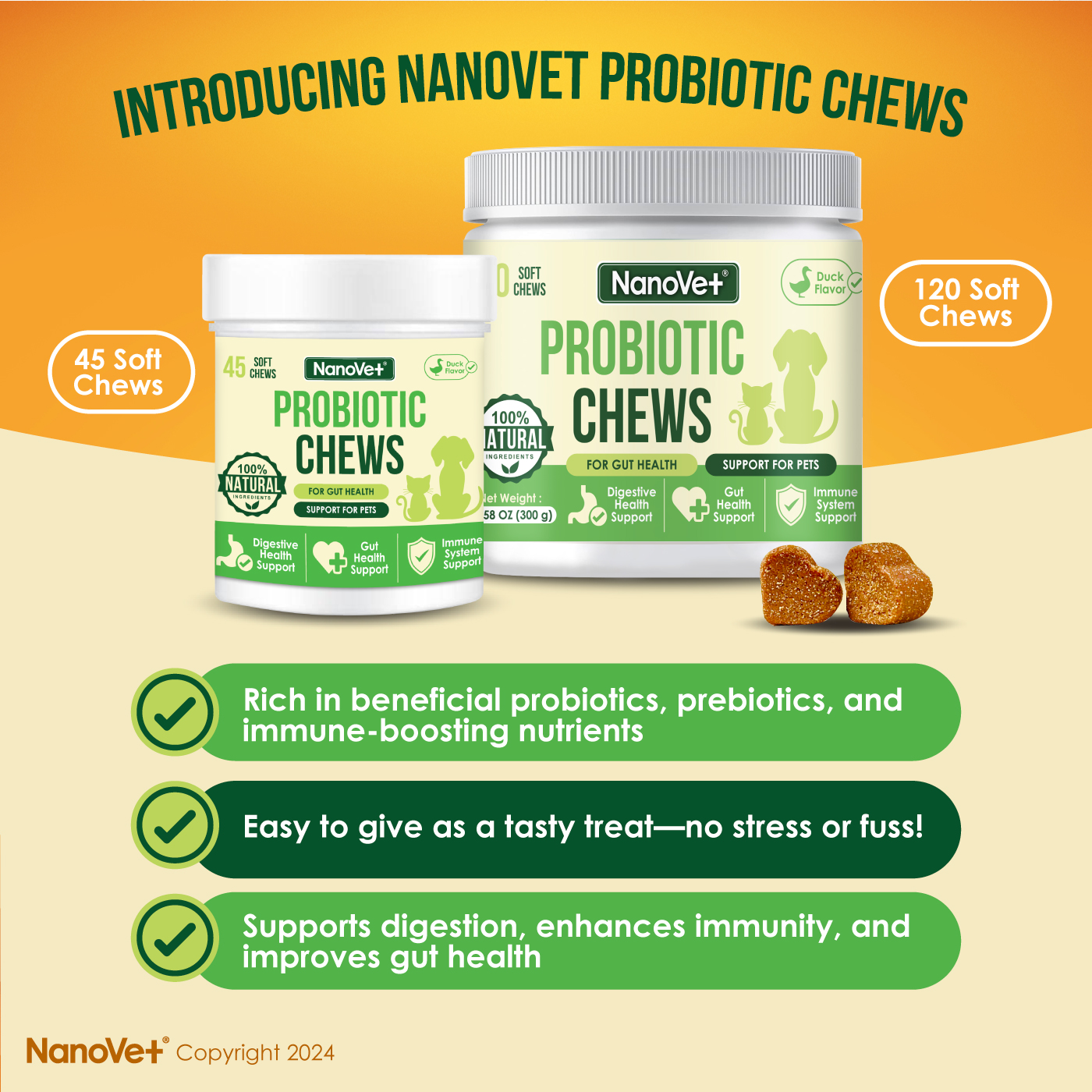 Nanovet® Pet Probiotic Chews – Digestive & Immune Support for Cats ...