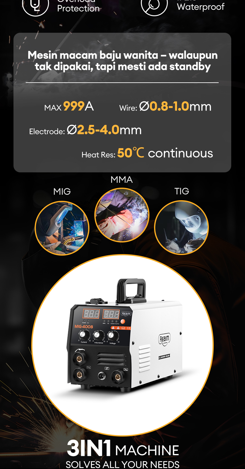 3in1 MIG Welding Machine Set Gasless Mesin Welding MIG/MMA/TIG Inverter ...