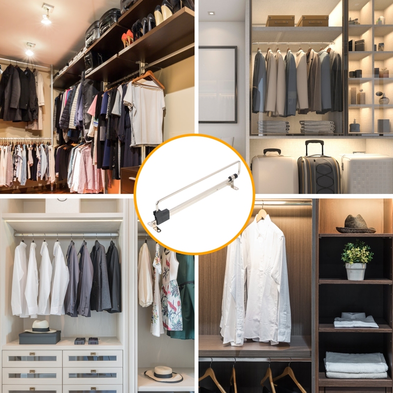 Closet Hanger Rack Retractable Extendable Clothes Storage Shelf Coat ...