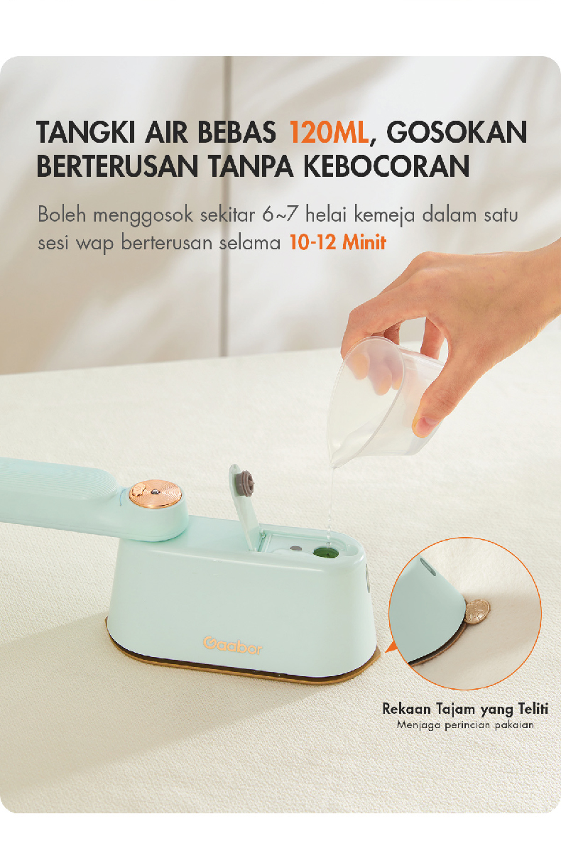 Gaabor Travel Portable Electric Steam Iron 1200W Wet & Dry Iron Steamer ...