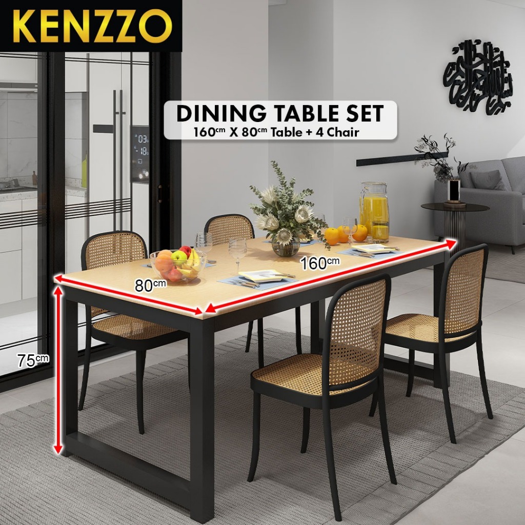 Meja Makan 4-6 Kerusi + Papan & Besi Tebal / Dining Table Set Extra ...
