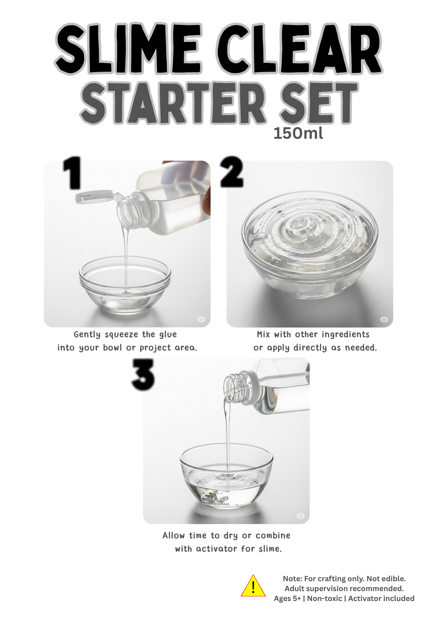 Clear Slime Starter Set (150ml) - Fun Smooth Kit | Shopee Malaysia
