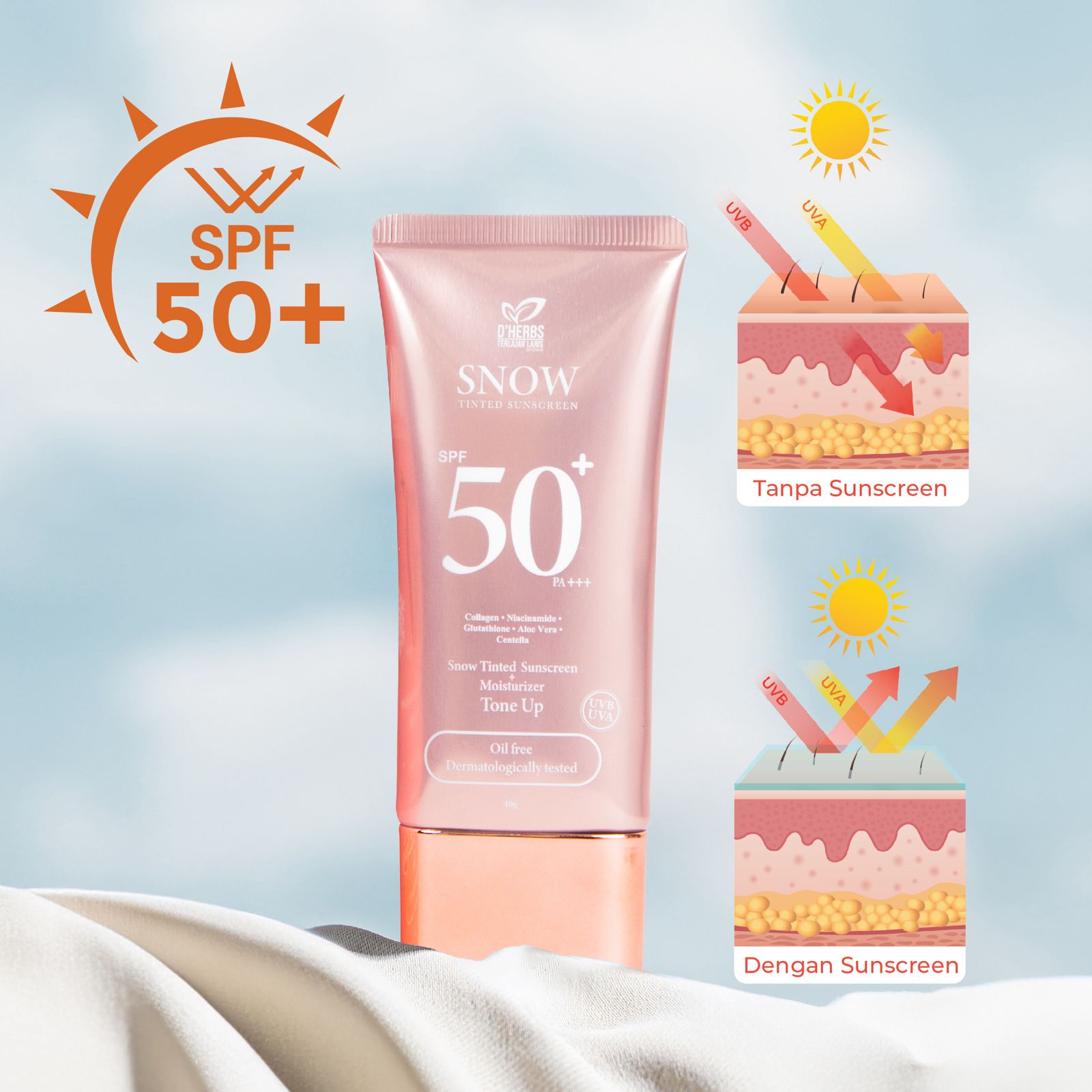 DHERBS SNOW TINTED MOISTURIZER SPF 50 | Shopee Malaysia