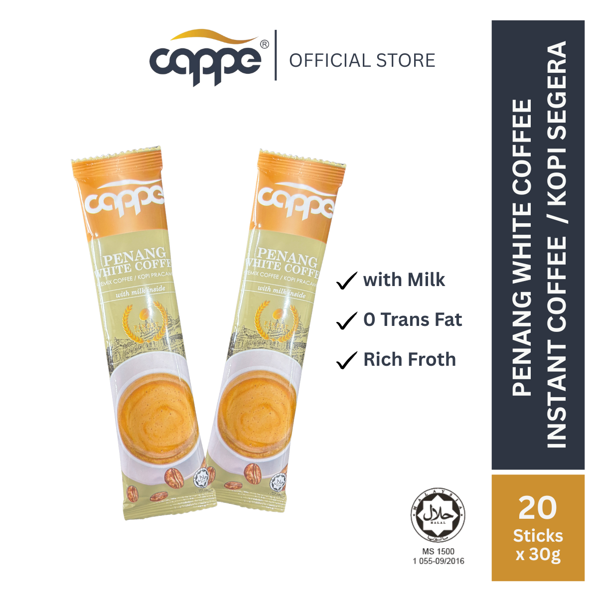 CAPPE PENANG WHITE COFFEE [Economy Pack Without Box 20 x 30g] Kopi ...