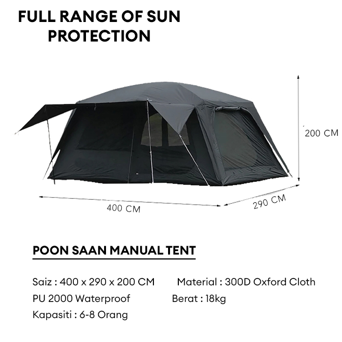 VELOCITY Black Camel 12 Person Large Camping Tent Waterproof Family ...