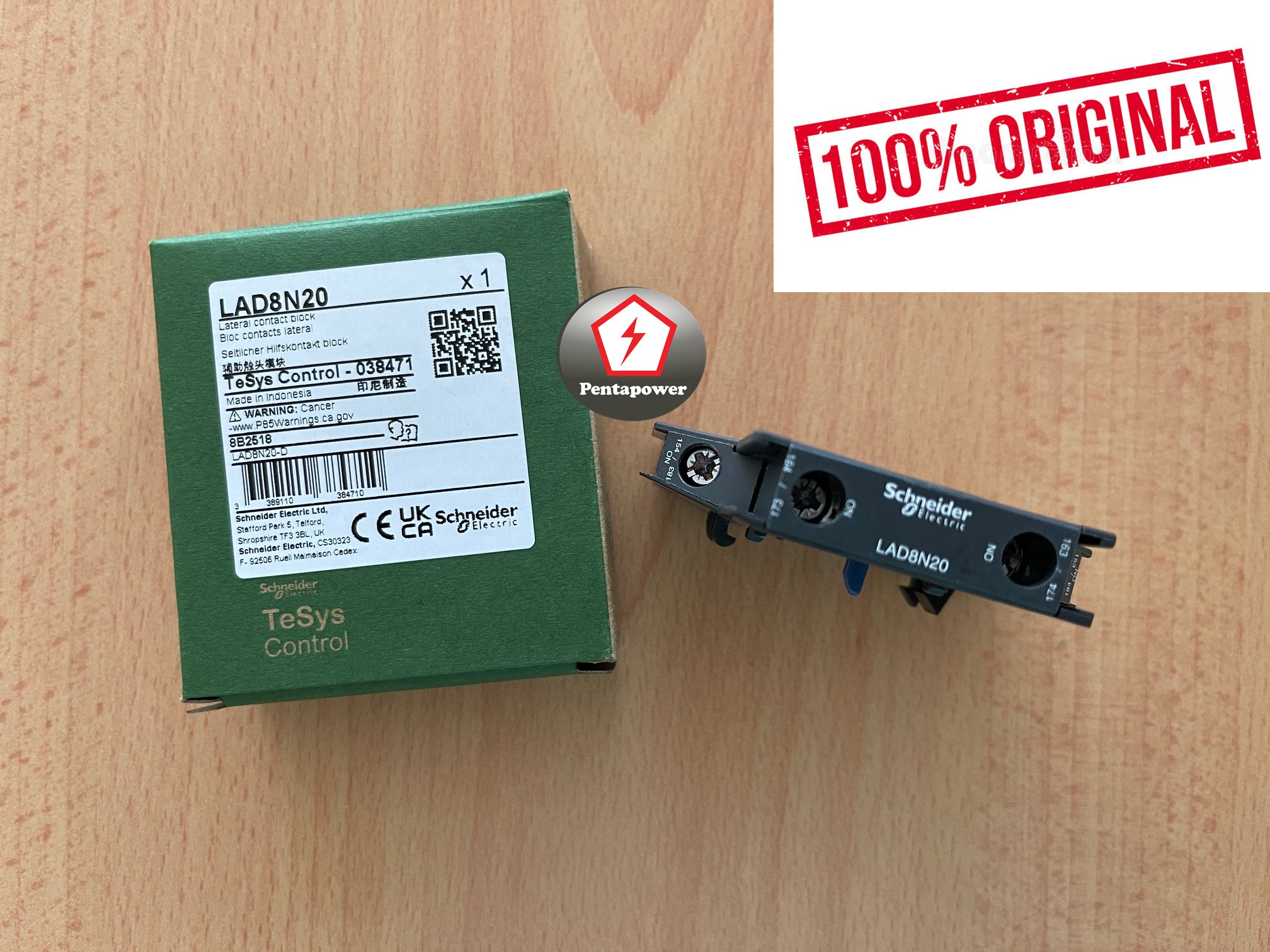 Schneider LAD8N20 Auxiliary contact block, TeSys D, 2NO, side mounting ...