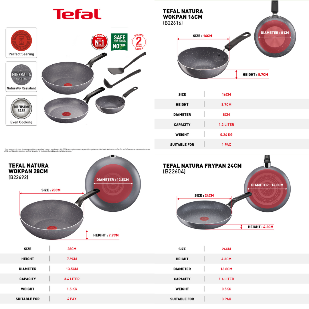 [Festival Promo] Tefal 3/5/7pcs Set Non Stick Cookware | B226S5 B957S7 ...