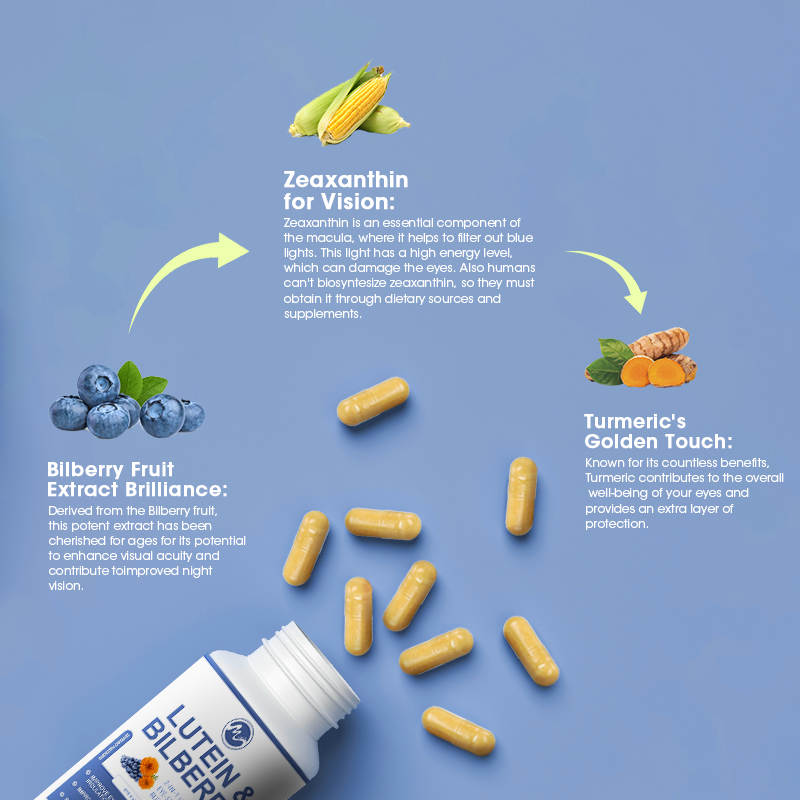 Minch Lutein Bilberry Capsules with Zeaxanthin Vitamins Supplement ...
