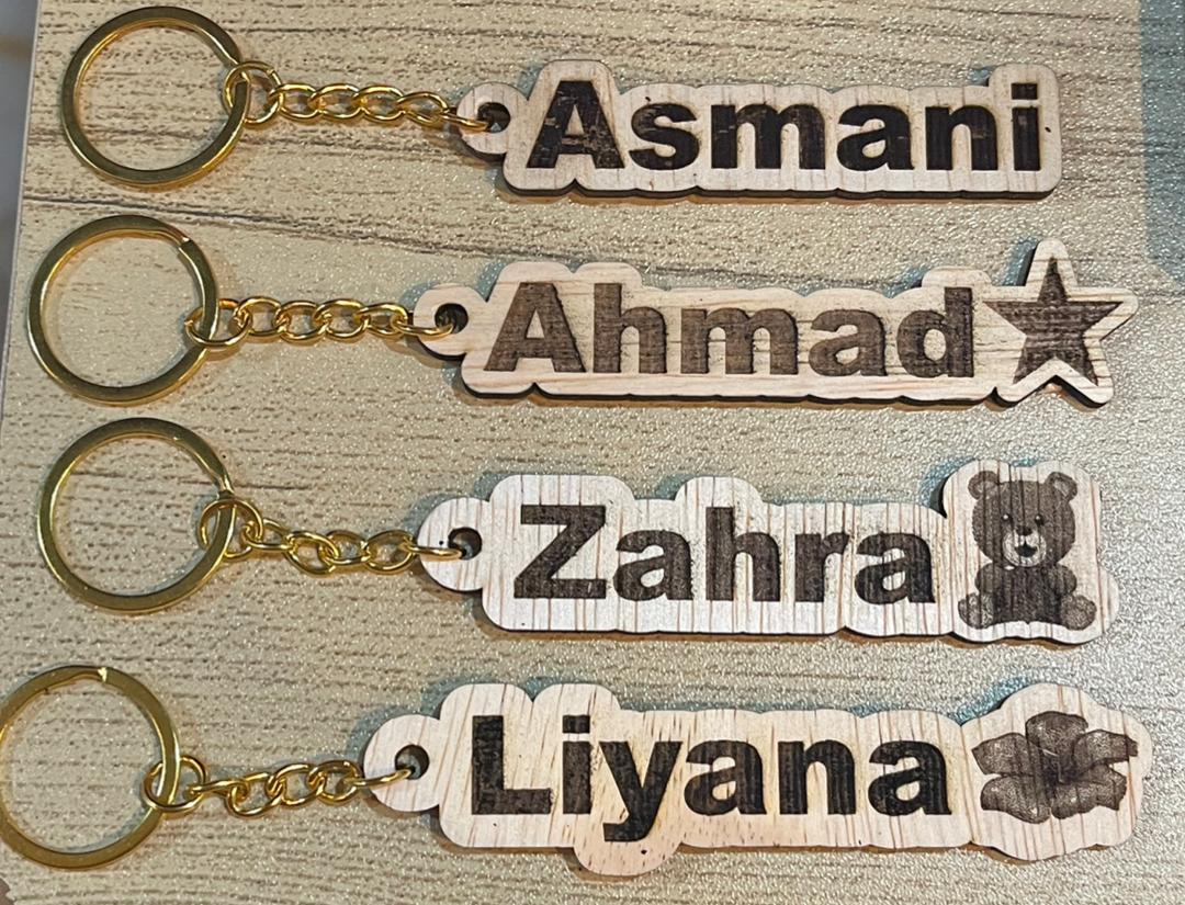 (NEW)Wooden Custom Name Keychain – Buy 5 Free 1! | Gantungan Kunci Nama ...