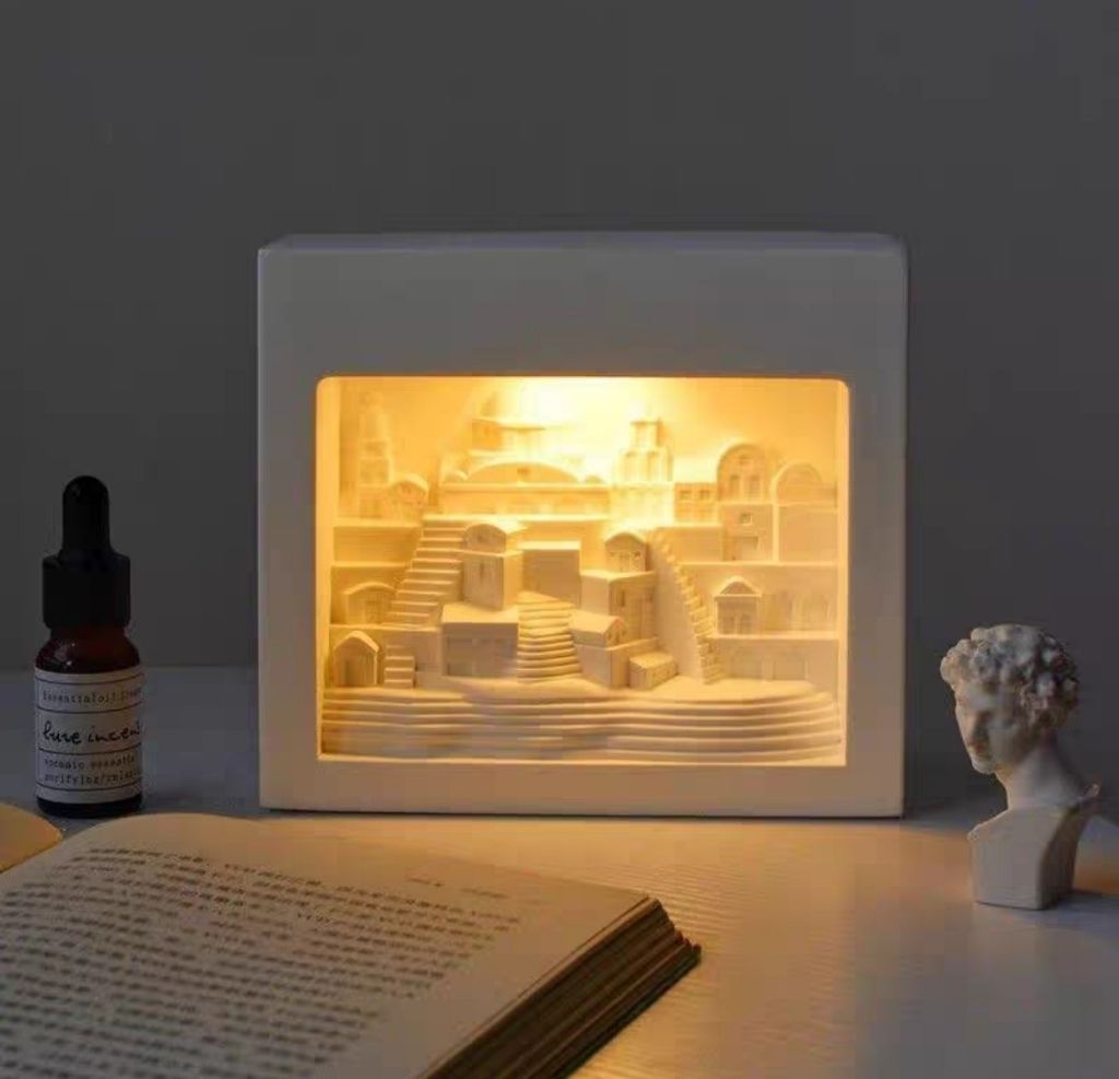 Santorini Aromatherapy Diffuser Stone + Warm Light💡+ Essential oils ...
