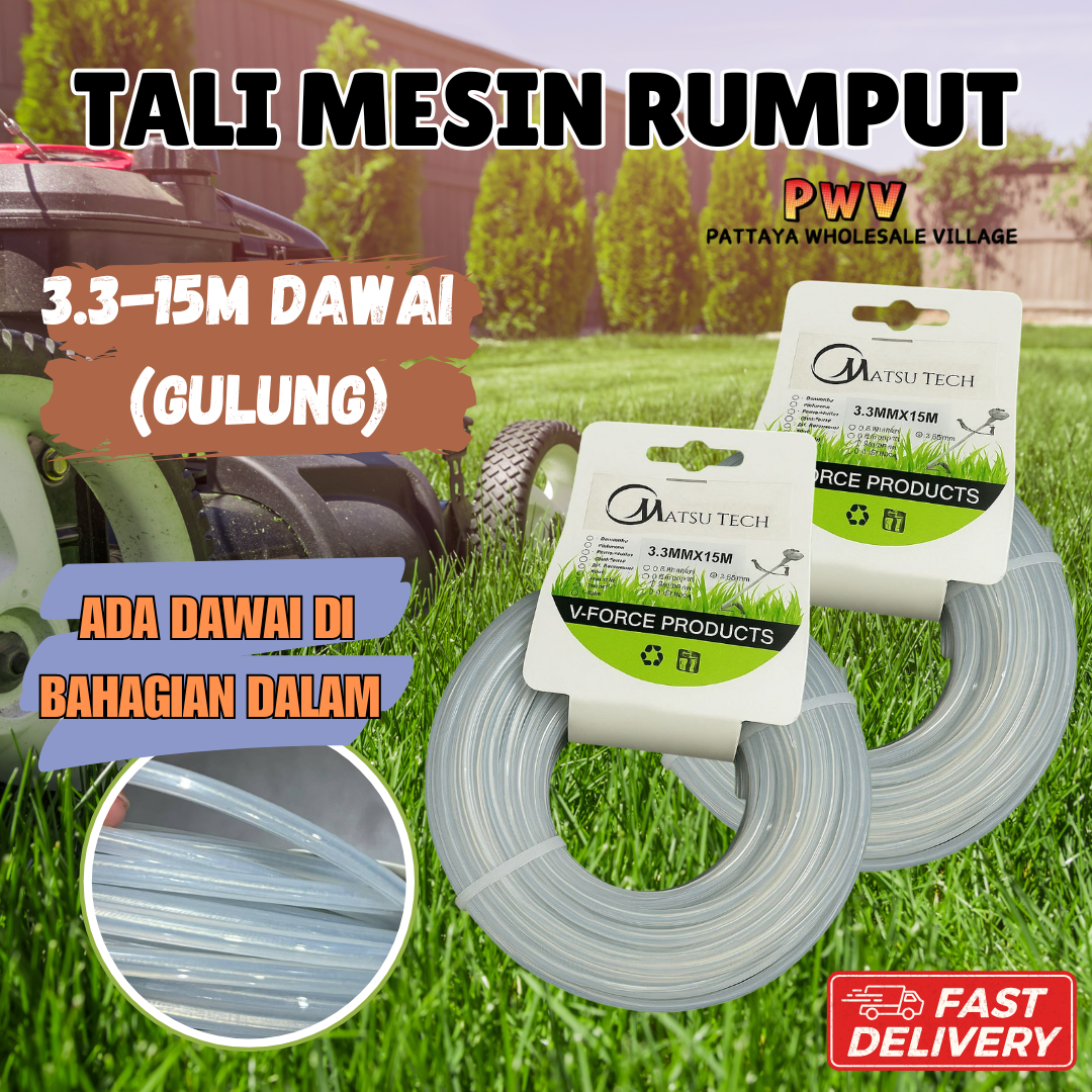 Tali Mesin Rumput Tahan Lasak 3.3MMx15M/Heavy Duty Cutter Tali Mesin ...