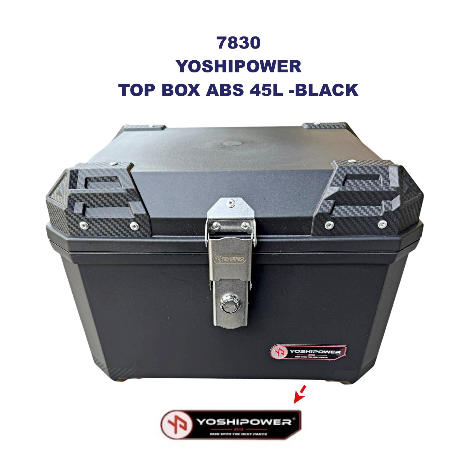 Yoshipower Motorcycle Top Box 45 Liter Black ABS Plastic Rear Kotak ...